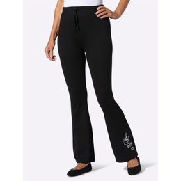 Jazzpants, Damen, Gr. 50, Normalgr&ouml;&szlig;en, schwarz, 100% Baumwolle, unifarben, Hosen Jazzpants