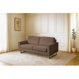 2-Sitzer Home Affaire "Pinto, 166 cm, Cord, Chenille, Lederoptik", braun, B:166cm H:85cm T:97cm, 92% Polyester, 8% Nylon, Sofas, 2-Sitzer, mit Keder, schwarze Metallf&uuml;&szlig;e, Wellenunterfederung