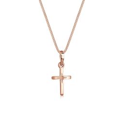 Kette mit Anh&auml;nger Elli "Halskette Kreuz Religion Stern Details 925 Silber" Gr. 45, rosa (rosegold), Halsketten, Damen, 45, ohne Stein, Silber 925 (Sterlingsilber), Kette mit Anh&auml;nger