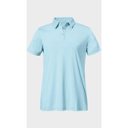 Sch&ouml;ffel Poloshirt SCH&Ouml;FFEL "Polo Shirt Ramseck L", Damen, Gr. 44, 8015, blau, Oberstoff: 77% Polyester, 18% Lyocell, 5% Elasthan, V-Ausschnitt, Shirts Poloshirt