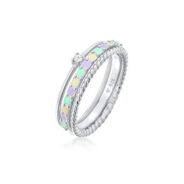 Ring-Set Elli "Ring Multi-Color Emaille 3er Set 925 Silber, mit Kristallen von Swarovski" Gr. 60, silber, Fingerringe, Damen, 60, Silber 925 (Sterlingsilber), Ring-Set
