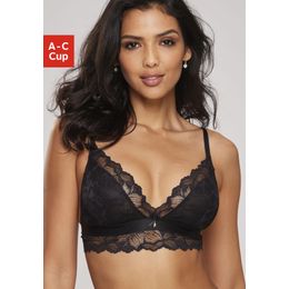 Bralette-BH Lascana, Damen, Gr. 75, Cup C, schwarz, Spitze, Obermaterial: 88% Polyamid, 12% Elasthan, BHs Bralette-BH, aus edler Spitze mit h&uuml;bschem Unterbrustband in Satin-Optik, Dessous