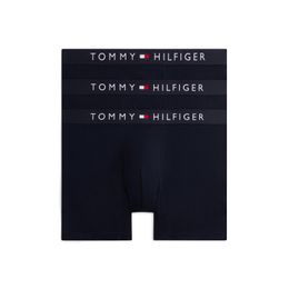 Boxer, Herren, Gr. M (50), 3 Stk., 3x dunkelblau, Webqualit&auml;t, Obermaterial: 95% Baumwolle, 5% Elasthan, Tommy Hilfiger Underwear, unifarben, k&ouml;rpernah, Unterhosen Boxer, 3er Pack, mit Stretch
