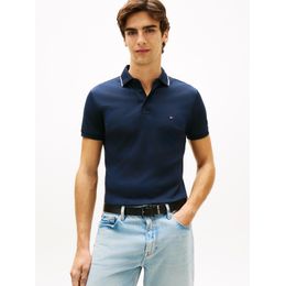 Poloshirt Tommy Hilfiger "LIQUID COTTON TIPPED", Herren, Gr. M, desert sky, Jersey, Obermaterial: 100% Baumwolle, unifarben, slim fit normal, Rundhals, eingesetzt gerader Abschluss, Shirts Poloshirt, Slim fit mit Polokragen
