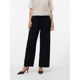 V&eacute;ro Moda Schlupfhose VERO MODA "VMCAIA MW WIDE PANT WVN NOOS", Damen, Gr. L (40), N-Gr, schwarz, Web, Obermaterial: 90% Baumwolle, 10% Leinen, unifarben, lang, Hosen Schlupfhose, Baumwollmischung, oversize, mit Leinen