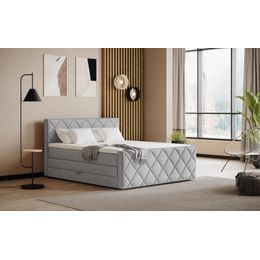 Boxspringbett COTTA "Tower inkl. Bettkasten, mit Keder in abgesetzter Farbe", light grau, keder: anthrazit, B:201cm L:228cm, 100% POLYESTER (PES), Komplettbetten, Boxspringbett, in verschiedenen Breiten, H&auml;rtegraden und Farben erh&auml;ltlich