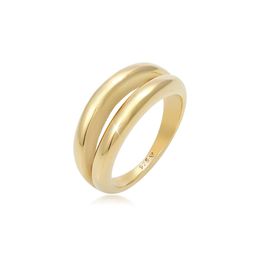 Silberring Elli Premium "Ring Bandring Doppelt Stacking Look Basic 925 Silber" Gr. 52, gold, Fingerringe, Damen, 52, Silber 925 (Sterlingsilber), Silberring