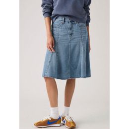 Levi's Jeansrock LEVI'S "GODET KNEE LENGTH SKIRT", Damen, Gr. 30, good grades tencel skirt, Denim/Jeans, Obermaterial: 55% Baumwolle, 45% Lyocell, unifarben, normal kniefrei, R&ouml;cke Jeansrock, Midirock mit Falten