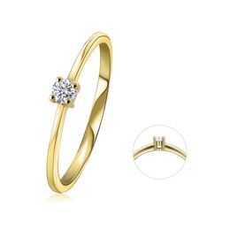Diamantring ONE ELEMENT "0,10 ct Diamant Brillant Ring aus 585 Gelbgold" Gr. 54, gold, Fingerringe, Damen, 54,mit Brillant, Gelbgold 585, Diamantring