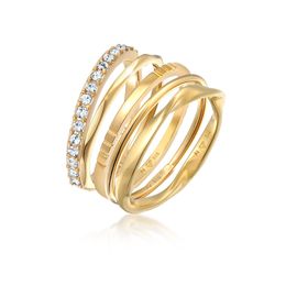 Ring-Set Elli "Ring Stapelringe Bandringe 5er Set 925 Silber, mit Kristallen von Swarovski" Gr. 54, gold, Fingerringe, Damen, 54, Silber 925 (Sterlingsilber), Ring-Set