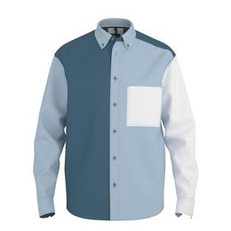 Langarmhemd OLYMP, Herren, Gr. M, N-Gr, blau, Web, Obermaterial: 100% Baumwolle, mehrfarbig, regular fit, tiefer Rundhals, 1-Knopf-Manschette mit Schlitz, Hemden Langarmhemd, Button-Down-Kragen, Overshirt