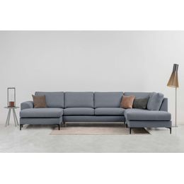 Wohnlandschaft OTTO HOME "Henry, U-Form, Breite 363 cm", grau (light grau), B:363cm H:84cm T:235cm, 100% PES, Sofas, Wohnlandschaft, mit Metallbeinen, Wellenunterfederung, wasserabweisender Stoff