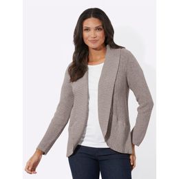 Strickjacke Classic Basics, Damen, Gr. 38, grau (taupe, ecru, meliert), 100% Baumwolle, meliert, Strickjacken Strickjacke