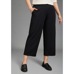 Culotte LAURA SCOTT CURVE, Damen, Gr. 44, N-Gr, schwarz, Sweatware, Obermaterial: 95% Baumwolle, 5% Elasthan, unifarben, Basic, kn&ouml;chelfrei, Hosen Culotte, mit innenliegendem Gummizug im Bund, aus Baumwolle und Elasthan, Topseller