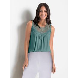 Shirttop Inspirationen, Damen, Gr. 50, gr&uuml;n (jade), 95% Viskose, 5% Elasthan, Spitze:100% Polyester, unifarben, Rundhals, Tops Shirttop