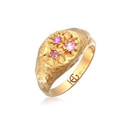 Silberring HAZE & GLORY "Ring Saphir Rosa - Tilli 375 Gelbgold" Gr. 56, gold, Fingerringe, Damen, 56, Gelbgold 375, Silberring