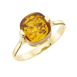 Goldring Luigi Merano "Ring mit Bernstein, Gold 375" Gr. 58, braun, Fingerringe, Damen, 58, Gelbgold 375, Goldring
