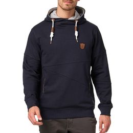 Kapuzensweatshirt INDICODE "INAix", Herren, Gr. M, blau (navy), Sweatware, Obermaterial: 60% Baumwolle, 40% Polyester, unifarben, regular fit normal, Rundhals, Rippb&uuml;ndchen, Sweatshirts Kapuzensweatshirt