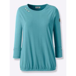 Langarmshirt Casual Looks "Shirt", Damen, Gr. 44, blau (ozean), 50% Baumwolle, 50% Modal, unifarben, Rundhals, Shirts Langarmshirt