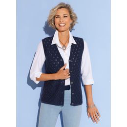 Strickweste Classic Basics, Damen, Gr. 44, blau (marine), 100% Polyacryl, unifarben, Westen Strickweste