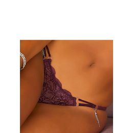 String Lascana, Damen, Gr. 44/46, rot (weinrot), Microtouch, Obermaterial: 88% Polyamid, 12% Elasthan, figurbetont, Unterhosen String, mit extravaganten Glitzeraccessoires
