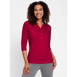 3/4-Arm-Shirt "3/4-Arm-Shirt", Damen, Gr. 54, rot, 95% Baumwolle, 5% Elasthan, unifarben, Rundhals, Shirts 3/4-Arm-Shirt
