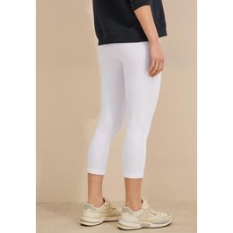 3/4-Leggings Cecil, Damen, Gr. L (42), N-Gr, wei&szlig;, Jersey, Obermaterial: 95% Baumwolle, 5% Elasthan, unifarben, k&ouml;rpernah 3/4-L&auml;nge, Hosen 3/4-Leggings, Capri mit Stretch und elastischem Bund