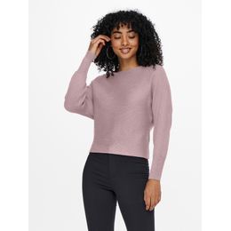 Strickpullover Only "ONLADALINE L/S SHORT PULLO KNT NOOS", Damen, Gr. XS, burnished lila detail:melange, Strick, Obermaterial: 80% Viskose, 20% Nylon, meliert, regular fit normal, U-Boot-Ausschnitt, Rippstrickb&uuml;ndchen, Pullover Strickpullover, Viskosemischung, regular fit