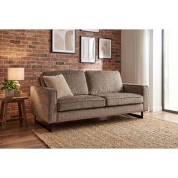 2-Sitzer Home Affaire "Pinto, 166 cm, Cord, Chenille, Lederoptik", braun, B:166cm H:85cm T:97cm, 100% Polyester, Sofas, 2-Sitzer, mit Keder, schwarze Metallf&uuml;&szlig;e, Wellenunterfederung
