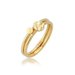 Ring-Set Elli "Ring Stacking Stapel Kreis Platte 2er Set 925 Silber" Gr. 52, gold, Fingerringe, Damen, 52, ohne Stein, Silber 925 (Sterlingsilber), 2mm, Ring-Set