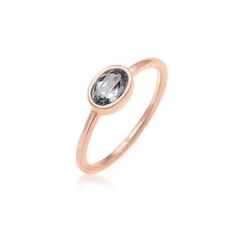Verlobungsring Elli "Ring Oval Glas Kristalle Grau 925 Sterling Silber" Gr. 58, rosa (rosegold), Fingerringe, Damen, 58, Silber 925 (Sterlingsilber), Verlobungsring