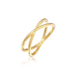 Silberring Elli Premium "Ring X Kreuz Wickelring 375 Gelbgold" Gr. 58, gold, Fingerringe, Damen, 58, Gelbgold 375, Silberring
