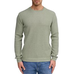 Strickpullover INDICODE "INMoxey", Herren, Gr. M, sea spray, Strick, Obermaterial: 100% Baumwolle, unifarben, regular fit normal, Rundhals, B&uuml;ndchen, Pullover Strickpullover