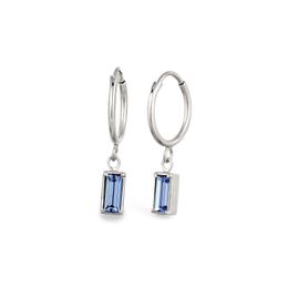 Paar Creolen Elli "Ohrringe Creolen mit Glas Kristalle Blau 925 Sterling Silber" Gr. 28, silber, Ohrringe, Damen, Silber 925 (Sterlingsilber), Paar Creolen