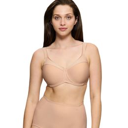 Minimizer-BH Triumph "Modern Soft+Cotton", Damen, Gr. 85, Cup E, beige (neutral beige), Microtouch, Obermaterial: 45% Polyamid, 34% Baumwolle, 21% Elasthan, unifarben, BHs Minimizer-BH, verkleinert die Brust optisch um eine Cup-Gr&ouml;&szlig;e