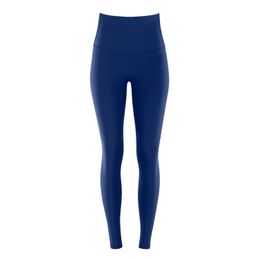 Leggings WINSHAPE "Functional Comfort HWL117C", Damen, Gr. L, Normalgr&ouml;&szlig;en, blau (dunkelblau), 85% Polyester, 15% Elasthan, Hosen Leggings, mit V-Shape Applikation und Core-Bund
