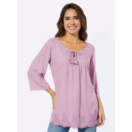 Longbluse Classic Basics, Damen, Gr. 42, rosa (ros&eacute;), 100% Viskose, unifarben, V-Ausschnitt, Blusen Longbluse