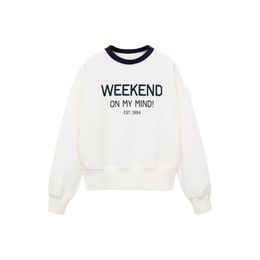 Mango Kids Sweatshirt 'WEEKEND' M&auml;dchen Gr&ouml;&szlig;e 128 schwarz / offwhite