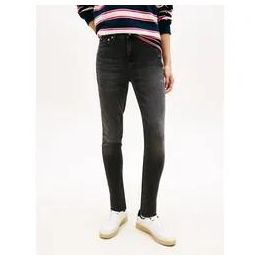 Tommy Hilfiger Skinny-fit-Jeans TOMMY JEANS "NORA MR SKNY AH1280", Damen, Gr. 27, L&auml;nge 32, denim schwarz2, Denim/Jeans, Obermaterial: 99% Baumwolle, 1% Elasthan, unifarben, skinny fit lang, Jeans, mit Logo-Badge, Mid Rise
