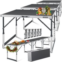 Kesser&reg; Multifunktionstisch Profi 3- teilig, 100 x 60 cm, Tapeziertisch 30kg Tragkraft je Tisch Mit Ausziehfunktion Klapptisch Flohmarktisch Beistelltisch Mehrzwecktisch Campingtisch h&ouml;henverstellbar