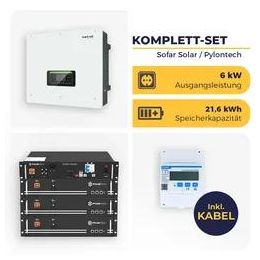 PV-Speichersystem: SOFAR SOLAR Hybrid-Wechselrichter HYD 6KTL mit 9x Pylontech Powercube X1 V2 | 3-phasig | 6kW | 21,6kWh