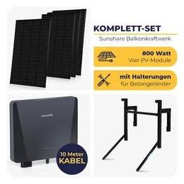 Sunshare Ray Balkonkraftwerk 800 Watt f&uuml;r Betongel&auml;nder | Winkel vor der Installation einstellbar | 10 Meter Kabel