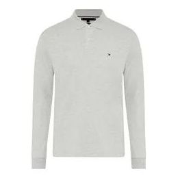 Langarm-Poloshirt Tommy Hilfiger "L/S LIQUID COTTON REG POLO mit Jersey und Markenlabel", Herren, Gr. 3XL, light grau heather, Jersey, Obermaterial: 100% Baumwolle, Shirts, unifarben, casual, regular fit, Baumwolle, Polokragen