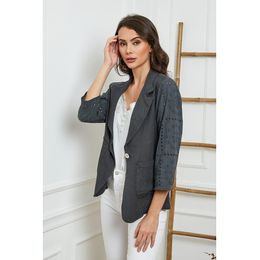 Fleur de Lin Blazer in Anthrazit - 77% | Gr&ouml;&szlig;e XL | Damenjacken
