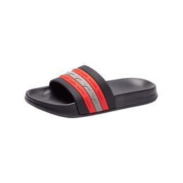 Kangaroos Pantoletten "K-Slide Stripe" in Schwarz/Rot - 35% | Gr&ouml;&szlig;e 34 | Clogs-pantoletten-kinder