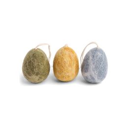 Gry & Sif 3er-Set: Dekoh&auml;nger ''Eggs'' in Hellbraun/ Gelb - (H)4 x &Oslash; 3 cm - 15% | Wohndekoration