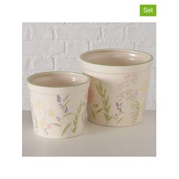 Boltze 2er-Set: &Uuml;bert&ouml;pfe "Blossom" in Creme/ Gr&uuml;n - 17% | Kerzen-vasen