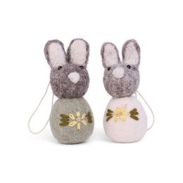 Gry & Sif 2er-Set: Dekoh&auml;nger ''Bunny'' in Grau - (L)7,5 cm - 24% | Wohndekoration
