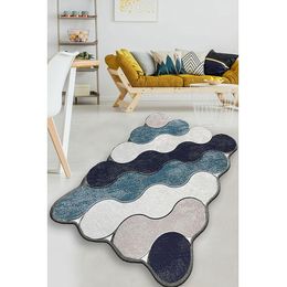 Mioli Kurzflor-Teppich in Creme/ Blau - 68% | Gr&ouml;&szlig;e 100x150 cm |