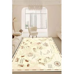 Mioli Kurzflor-Teppich ''Map'' in Creme - 67% | Gr&ouml;&szlig;e 100x250 cm |